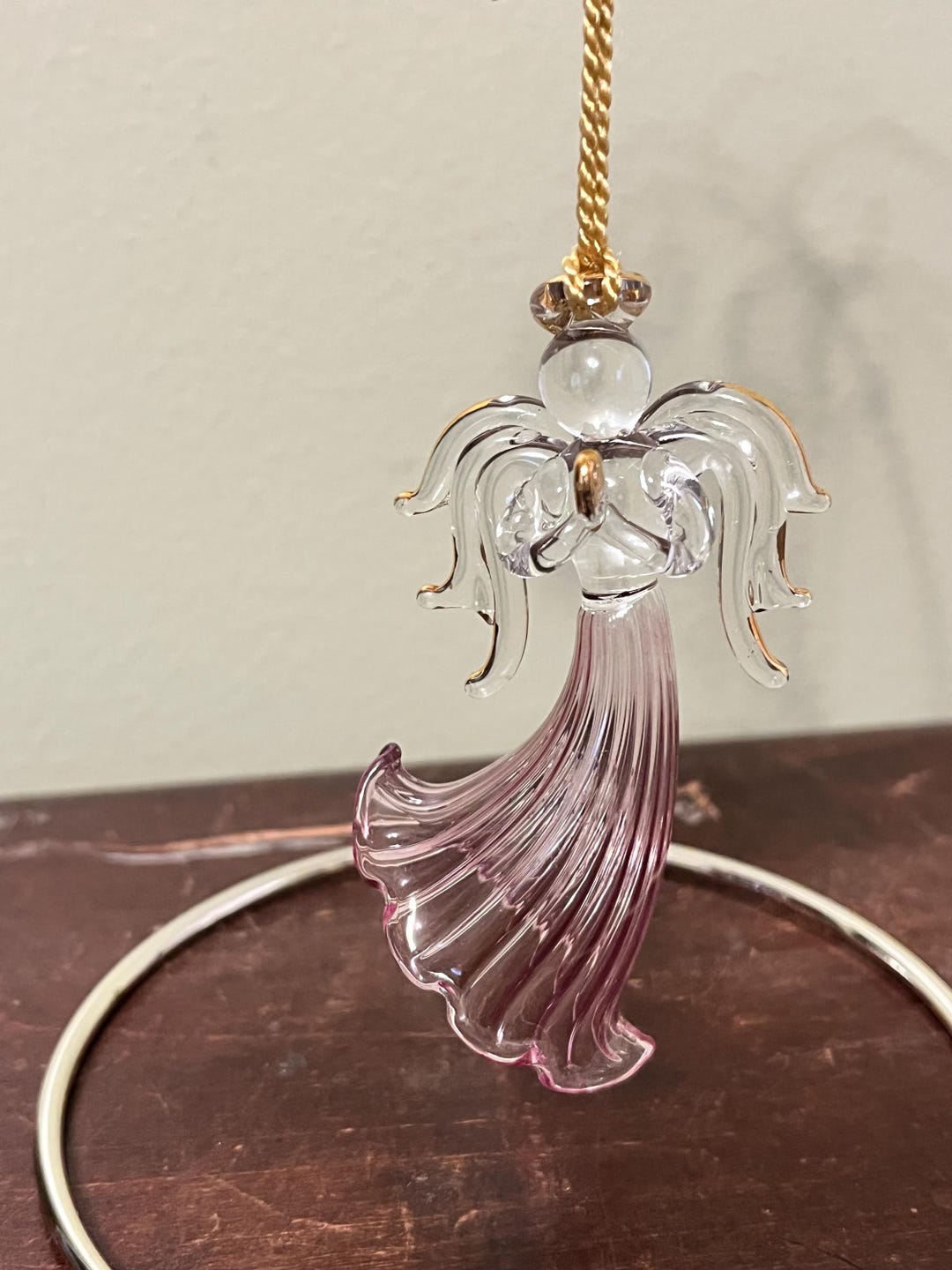 Lenox Holiday Crystal Art Glass Angel Ornament in Purple With Gold ...