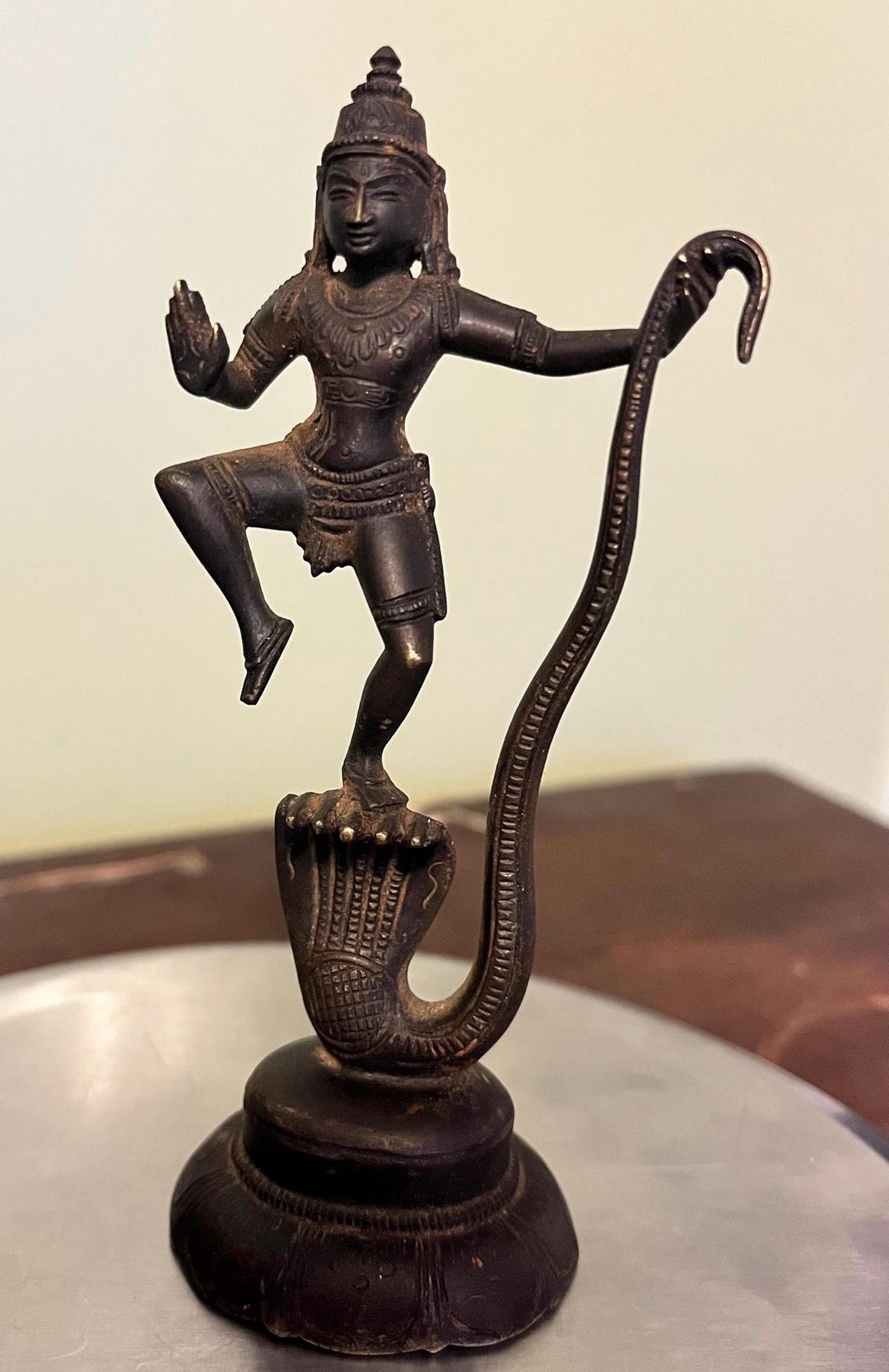Lord Krishna Dancing on the Serpent Kaliya-bronze 6 In - Etsy