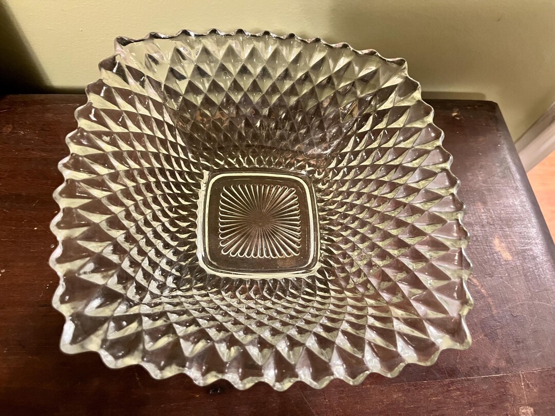 Indiana Glass Diamond Pattern Square Serving Bowl - EAPG Mid Century ...