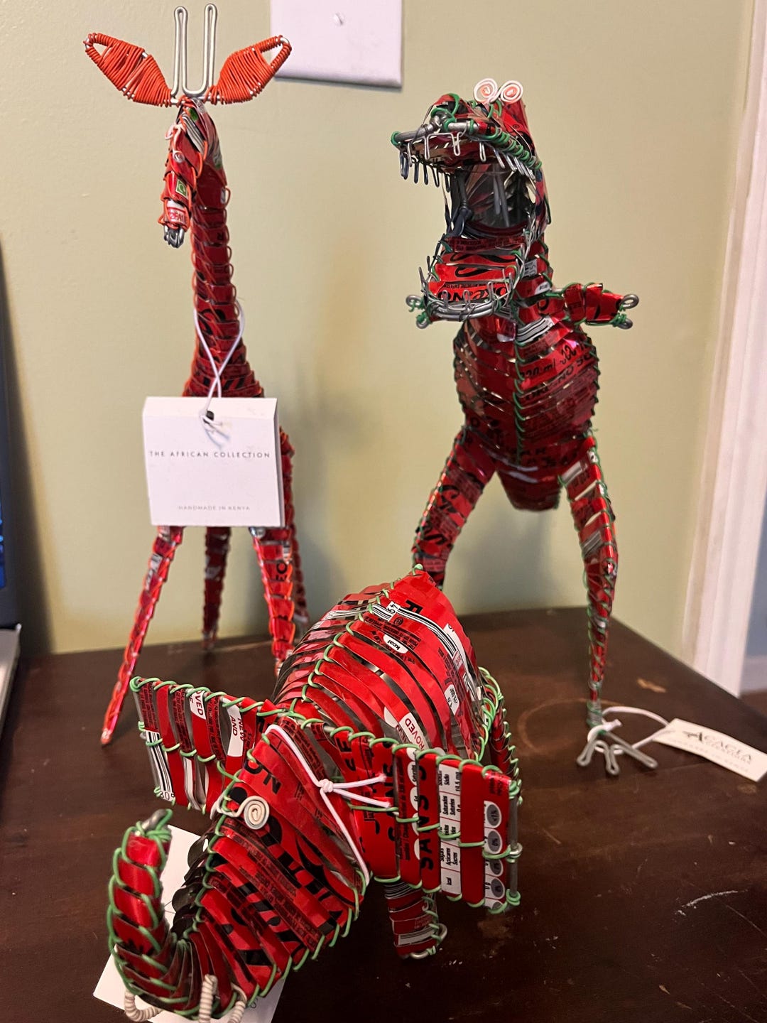 Acacia Recycled Coca-cola Can Animals- Giraffe- T-rex - Elephant -hand ...