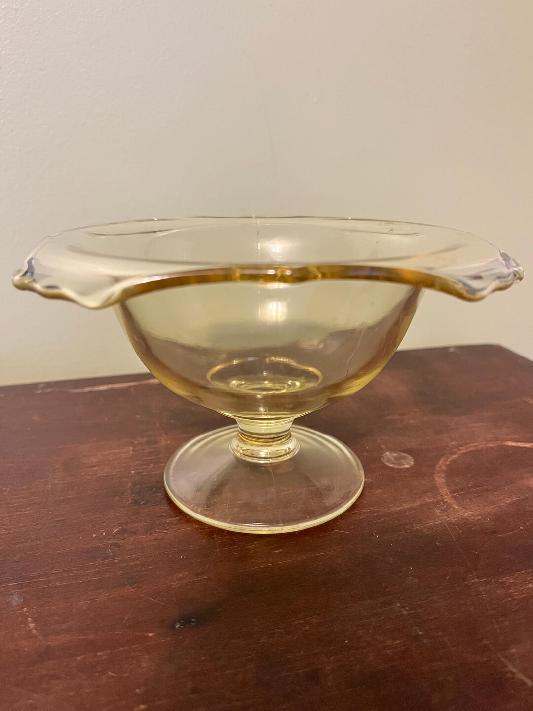 Yellow Depression Glass Compote- Yellow Glass Candy Dish - Etsy
