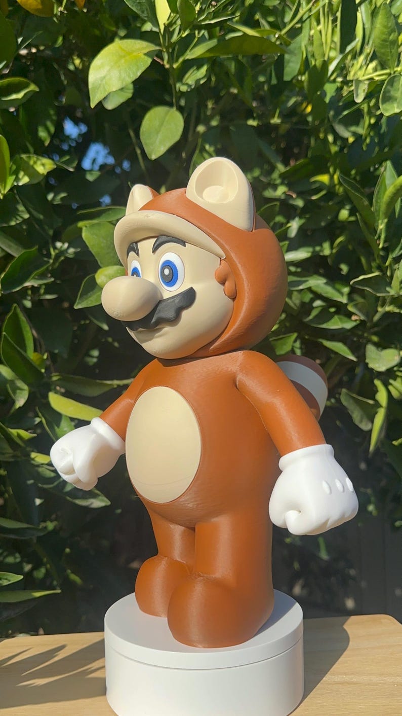 Tanooki Mario Figure - 3D Printed PLA Statue, Retro Gaming Decor - Etsy