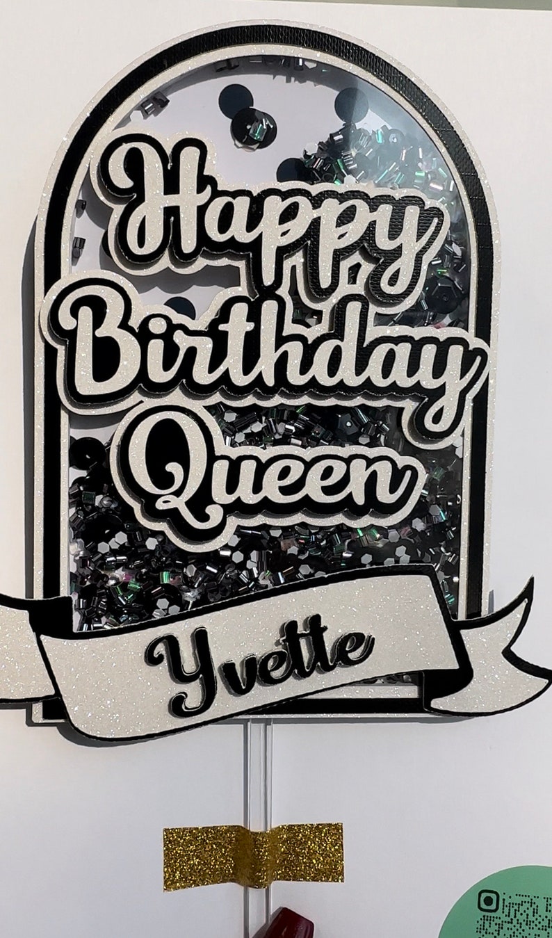 Black and White Cake Topper Shaker Age Cake Topper Queen - Etsy