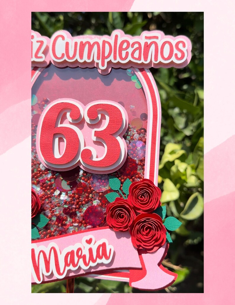 Rose Birthday Cake Topper | Personalized Shaker, Keepsake Decor - Etsy