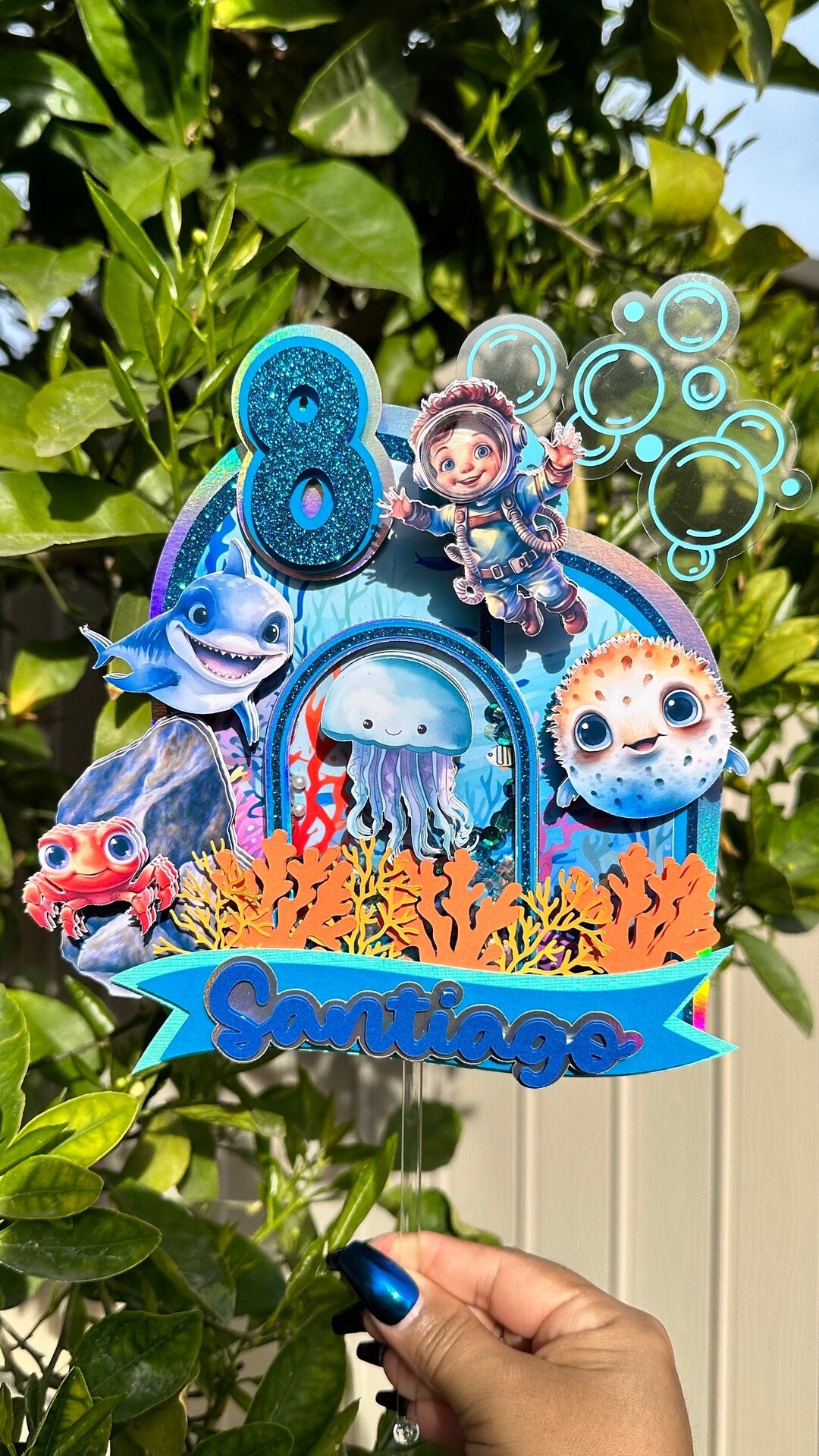 Ocean Cake Topper Ocean Shaker Age Cake Topper Under the Sea Birthday ...