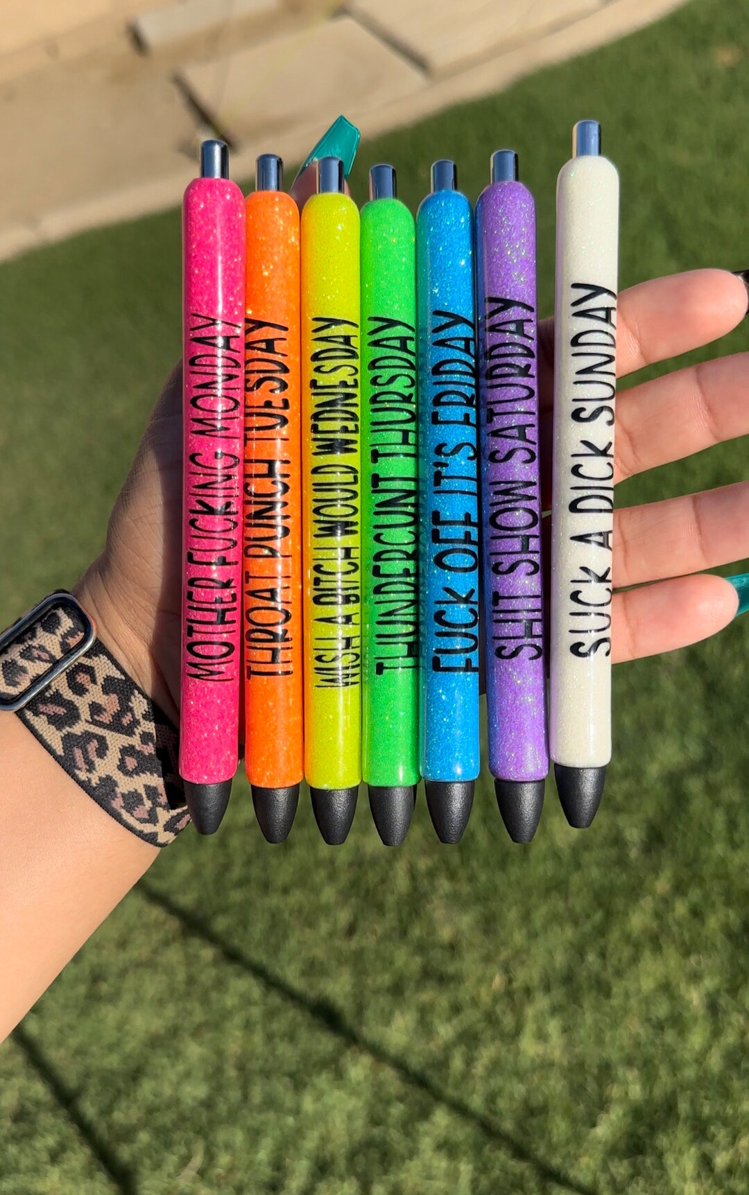 Monday-sunday Glitter Pen Set| Bad Word Pens | Glitter Pens | Black Ink ...