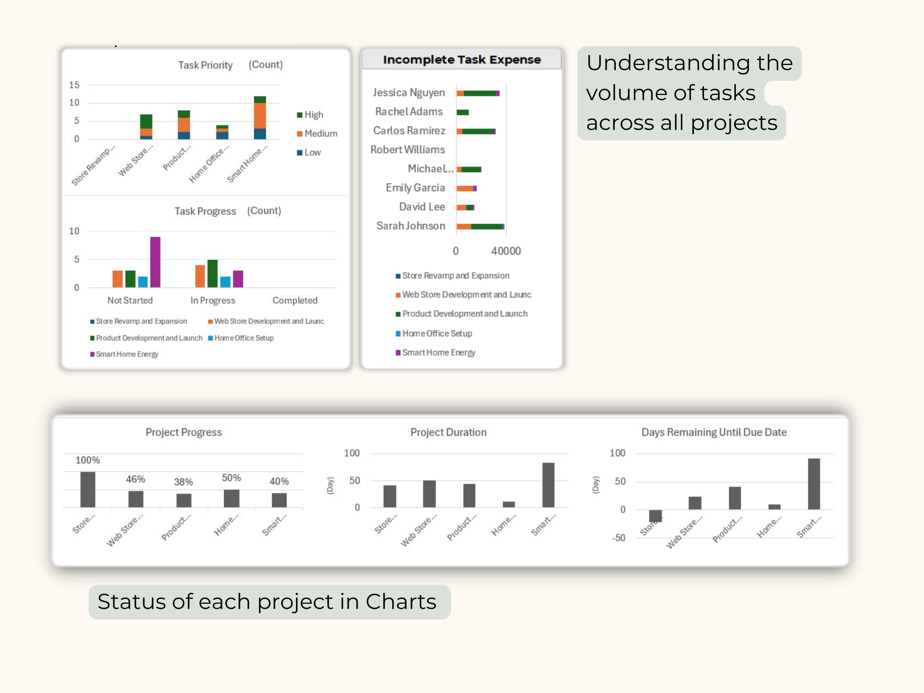 Multiple Project Management Template, Automatic Timeline Gantt Chart ...