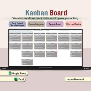 Kanban Board Spreadsheet, Task Tracker Project Management Template ...