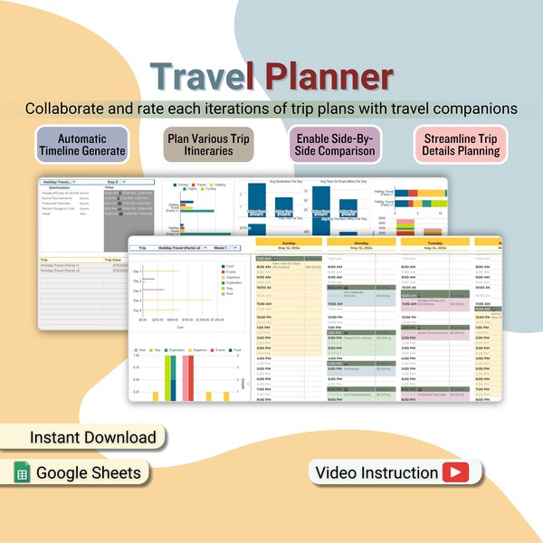 Trip Comparison Spreadsheet - Etsy