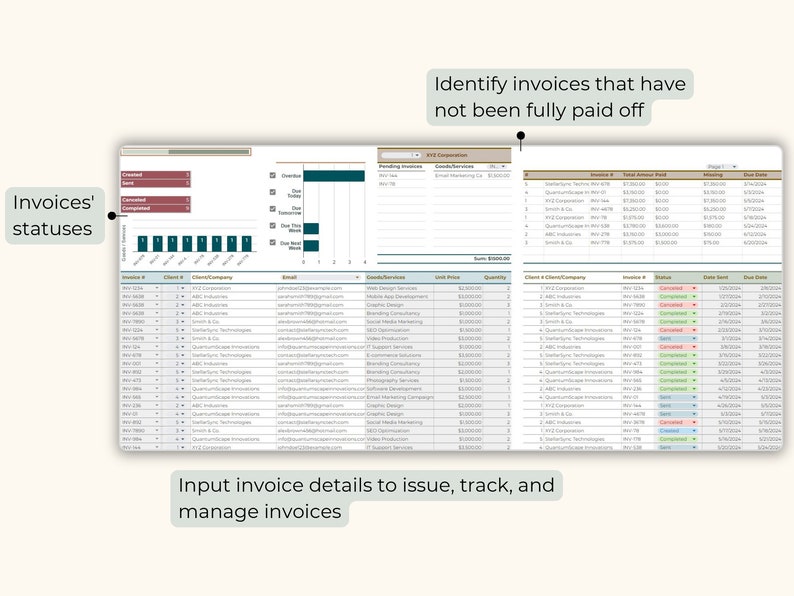 Invoice Tracker, Invoice Generator, Customer Payment Spreadsheet ...