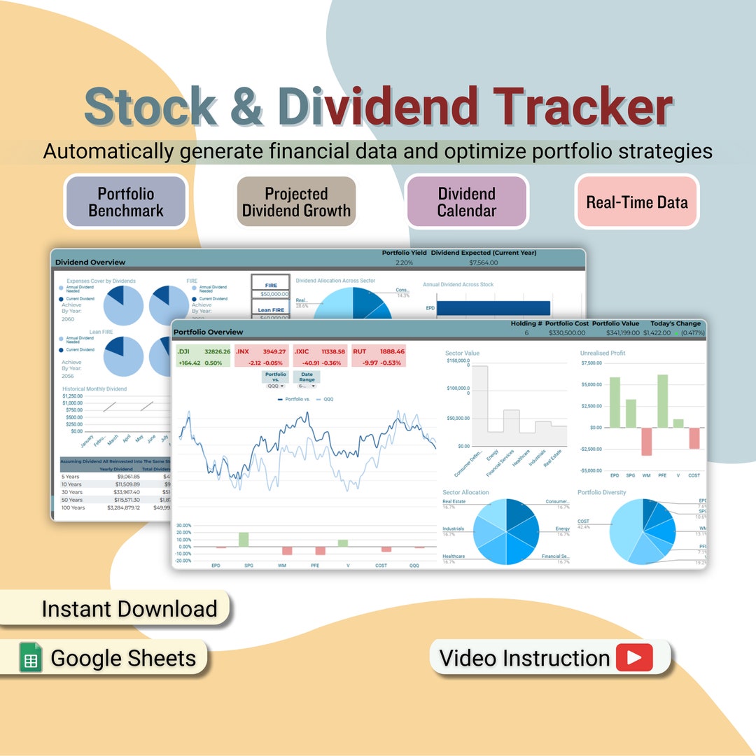 Investment Tracker, Stock & Dividend Personal Finance Google Spreadsheet, Financial Planner ...