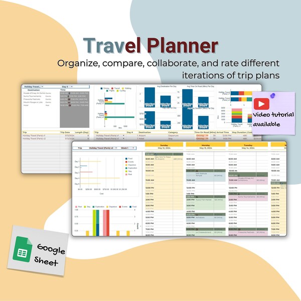 Trip Comparison Spreadsheet - Etsy