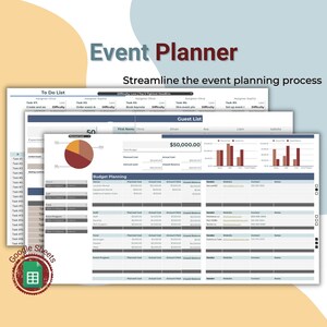 Event Digital Planner, Event Budget Spreadsheet, Guest Attendance, to ...