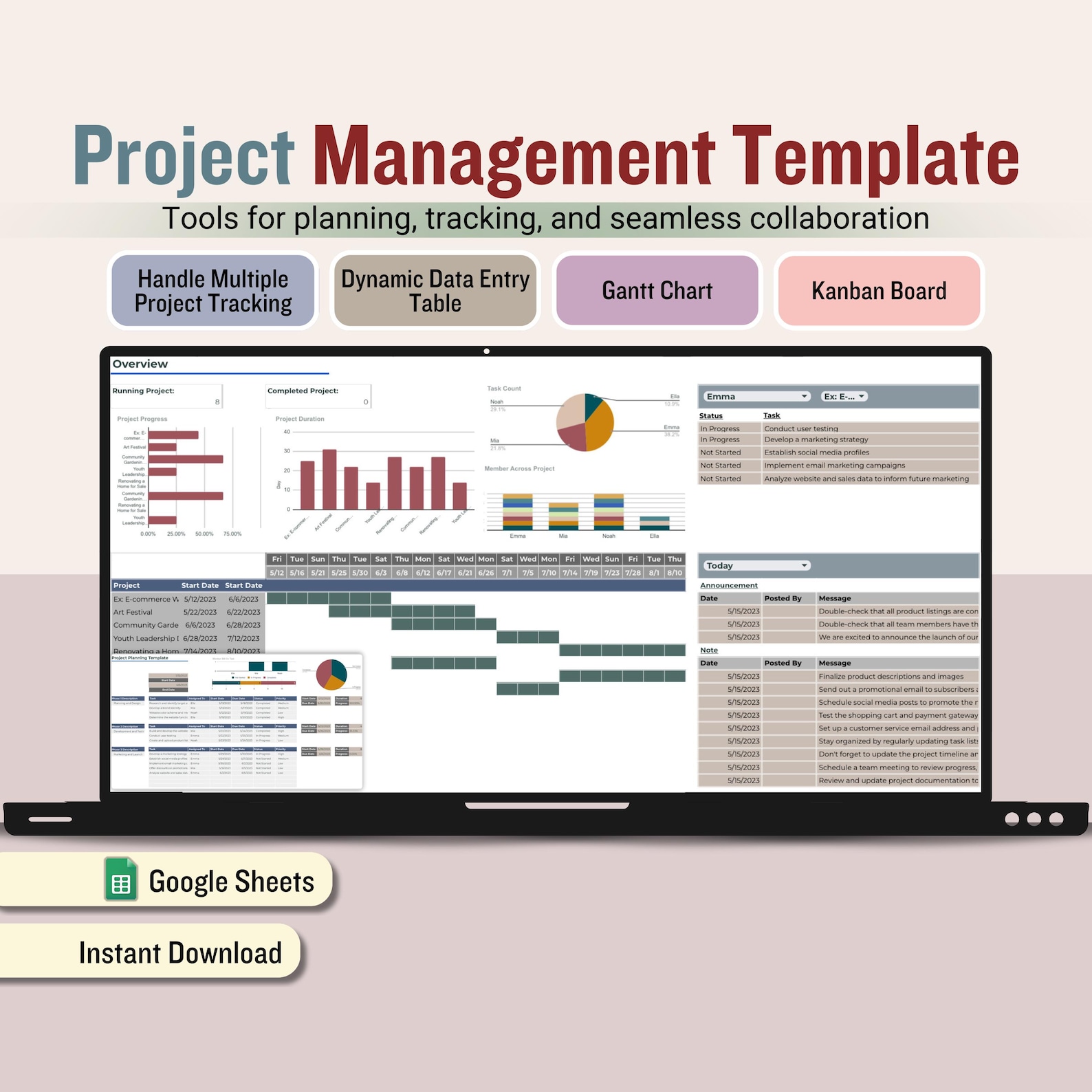 Project Management Template, Manage and Plan Projects and Task ...