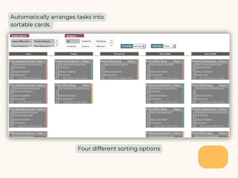 Multiple Project Management Template, Automatic Timeline Gantt Chart ...