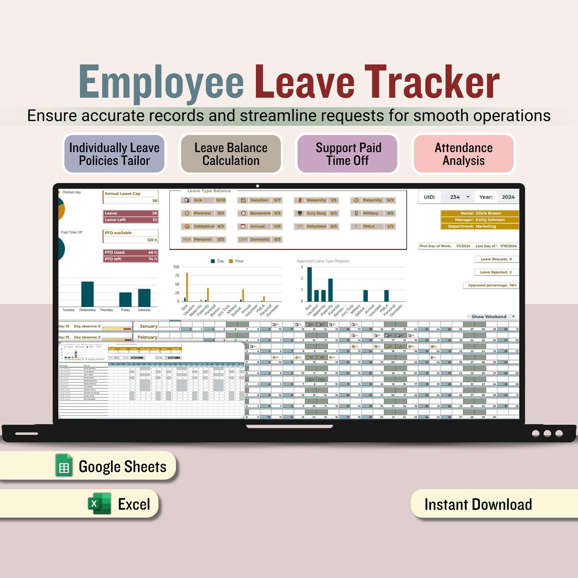 Employee Absence Tracker, Leave Balance Calculation, Human Resource ...