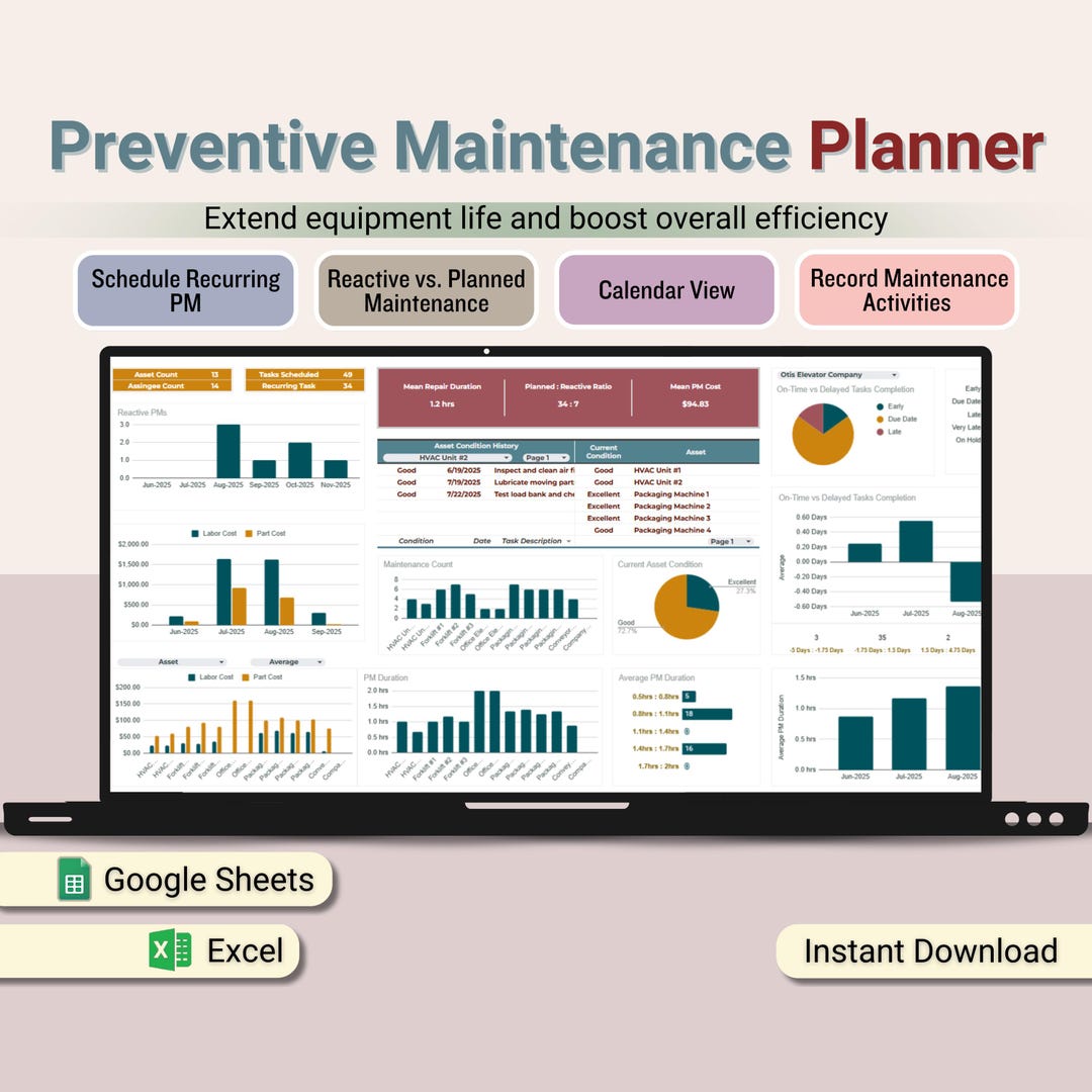Maintenance Planner, Recurring Task Scheduling Planner, Maintenance ...