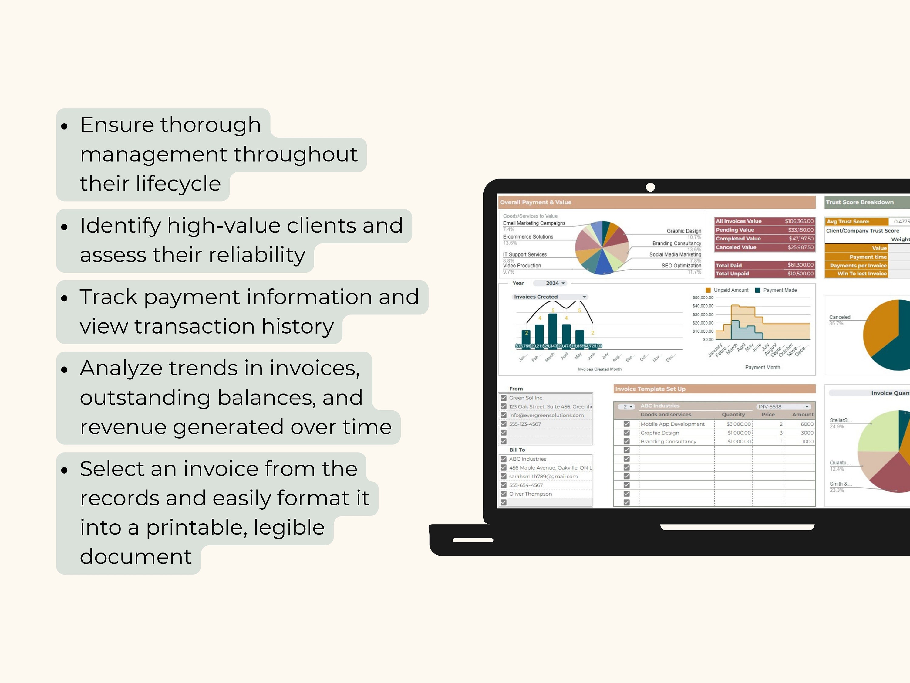 Invoice Tracker, Invoice Generator, Customer Payment Spreadsheet ...