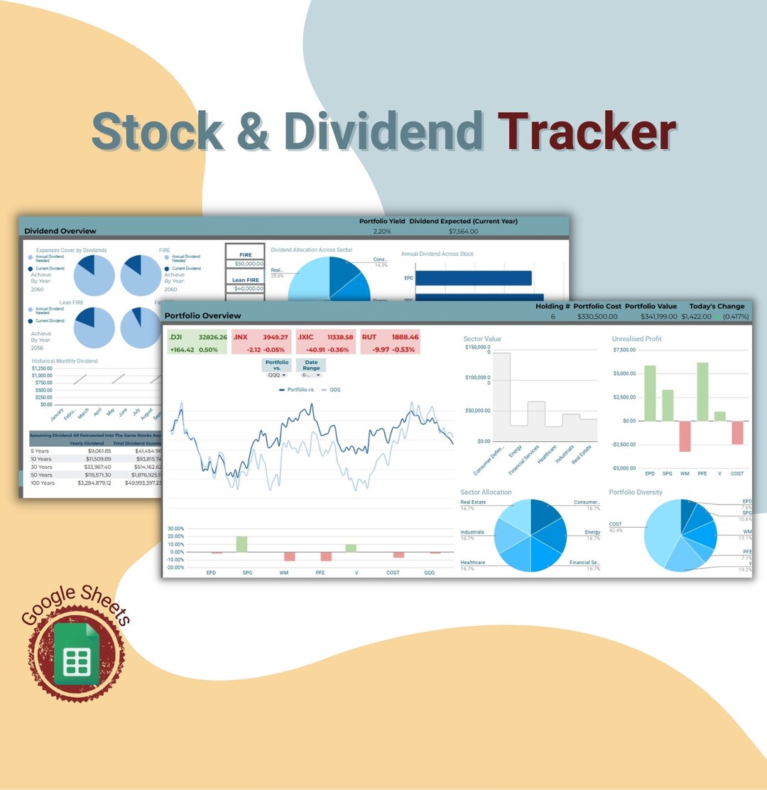 Investment Tracker, Stock & Dividend Personal Finance Google Spreadsheet, Financial Planner ...