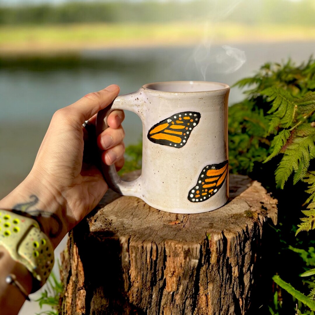 The Naturalists’ Monarch Butterfly Mug in Lavender Grey, Butterfly Mug ...