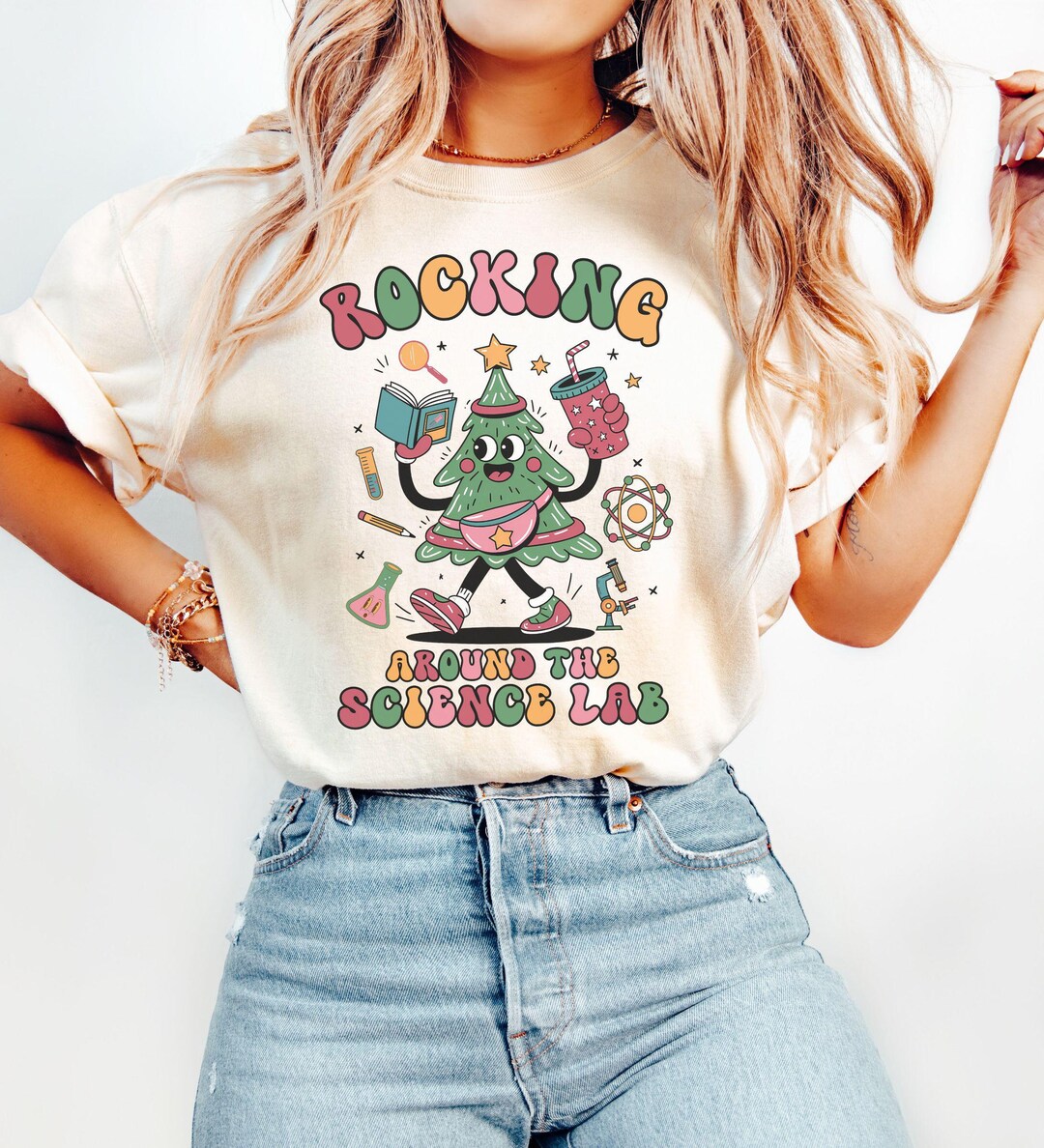 Rocking Around the Science Lab Christmas Shirt, Funny Science Teacher ...