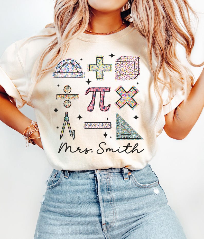 Personalized Comfort Colors Math Teacher Shirt, Custom Name Math ...