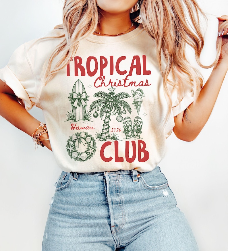 Custom Name Tropical Christmas Family Shirts, Personalized Matching ...