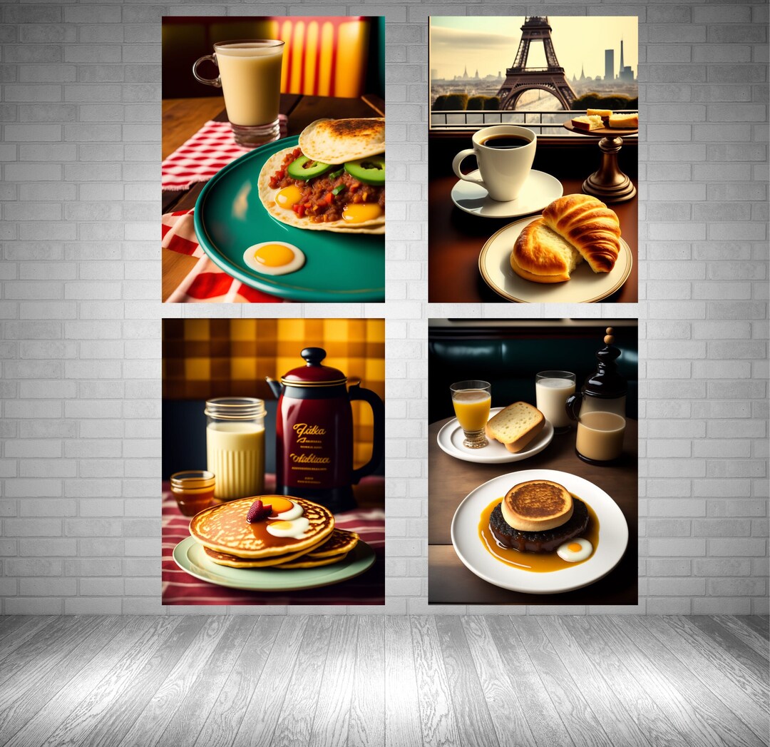 Breakfast Retro Art Posters, Home Decor, Kitchen Wall Posters, Cafe ...