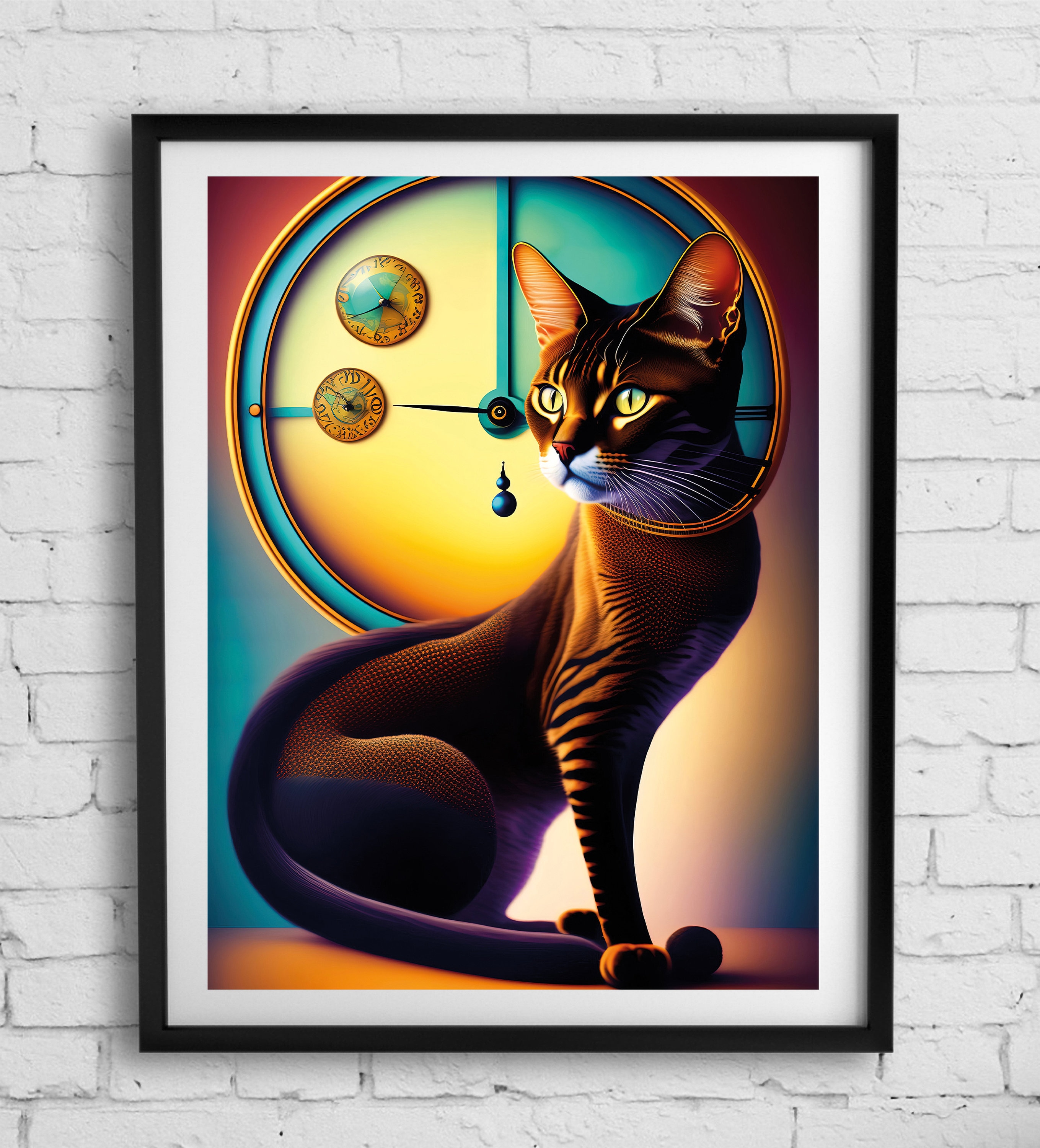 Salvador Dali Style Art, Cats Modern Art, Minimalist Decor, Salvador ...