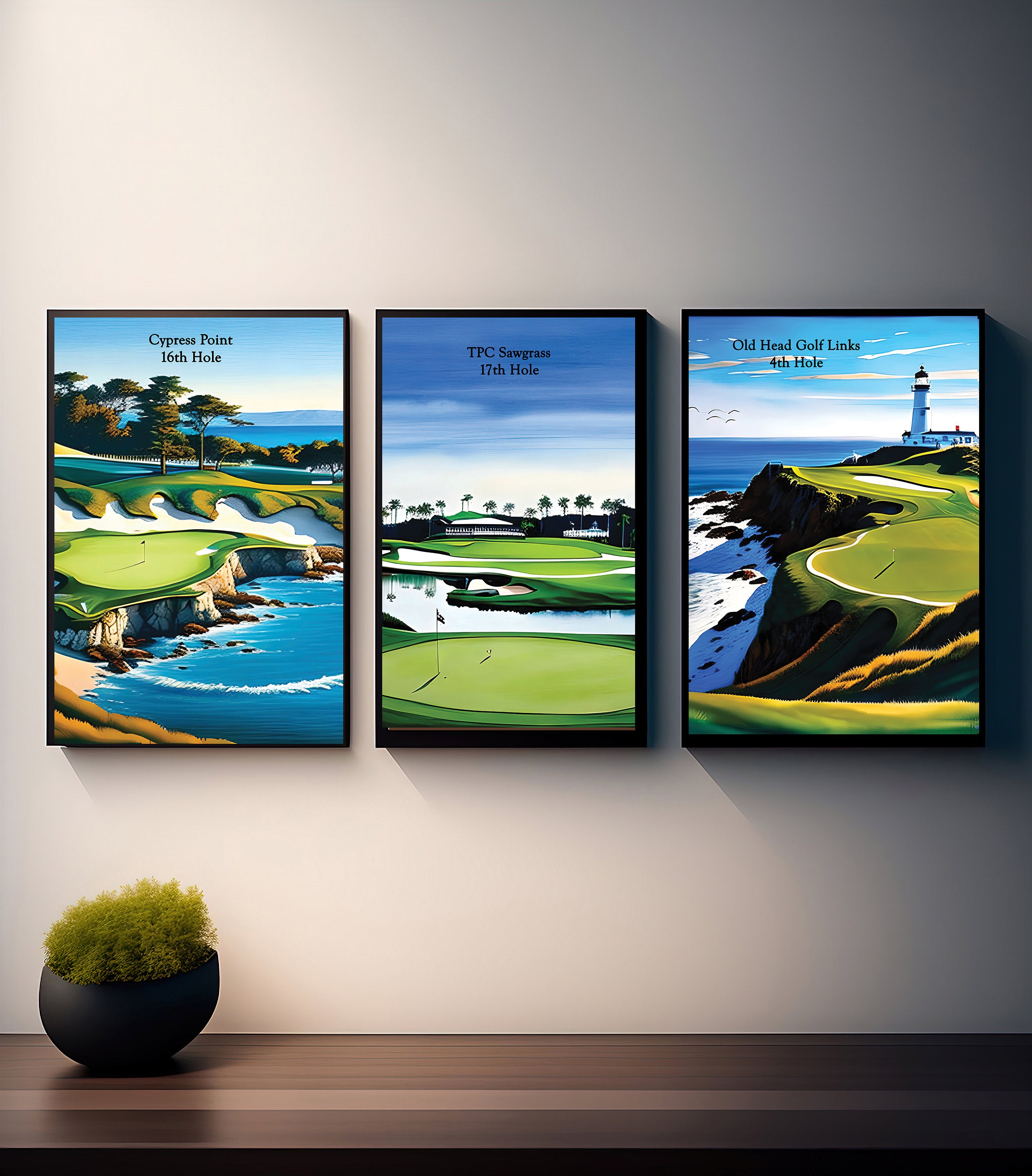 Golf Painting, Landscape Painting, Golf Gifts, TPC SAWGRASS, Old Head ...