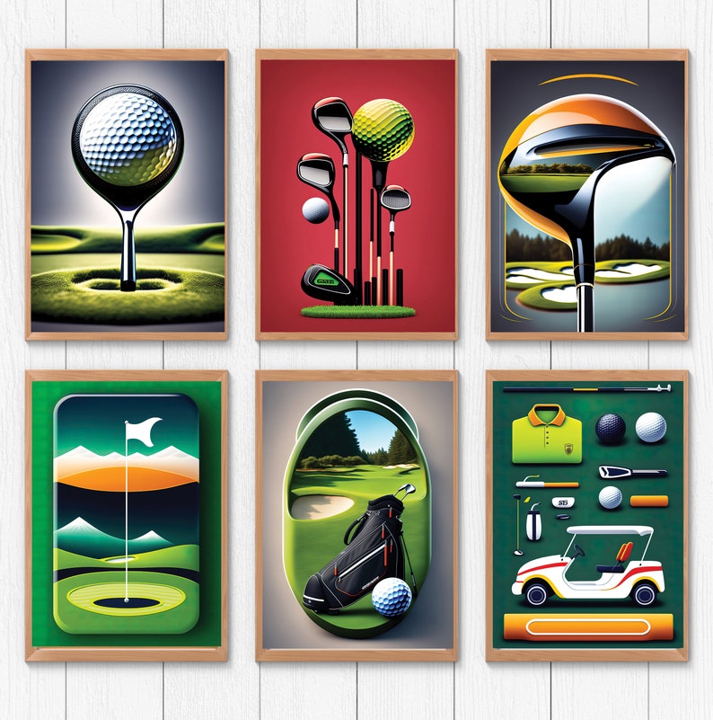 Golf Painting, Set of 6 Prints, Gifts for Golfers, Golf Printable Art ...