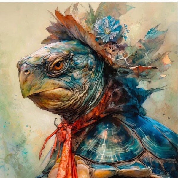 Turtle Whimsical Painting - Etsy