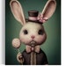 Easter Bunny Wearing Pink Top Hat Vintage Bunny Painting, Rabbit Wall ...