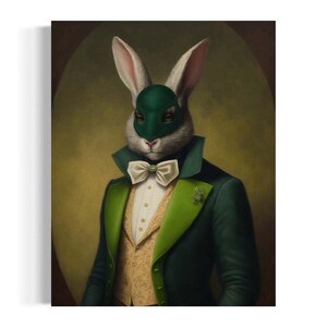 Masquerade Rabbit Vintage Portrait, Victorian Rabbit Painting ...