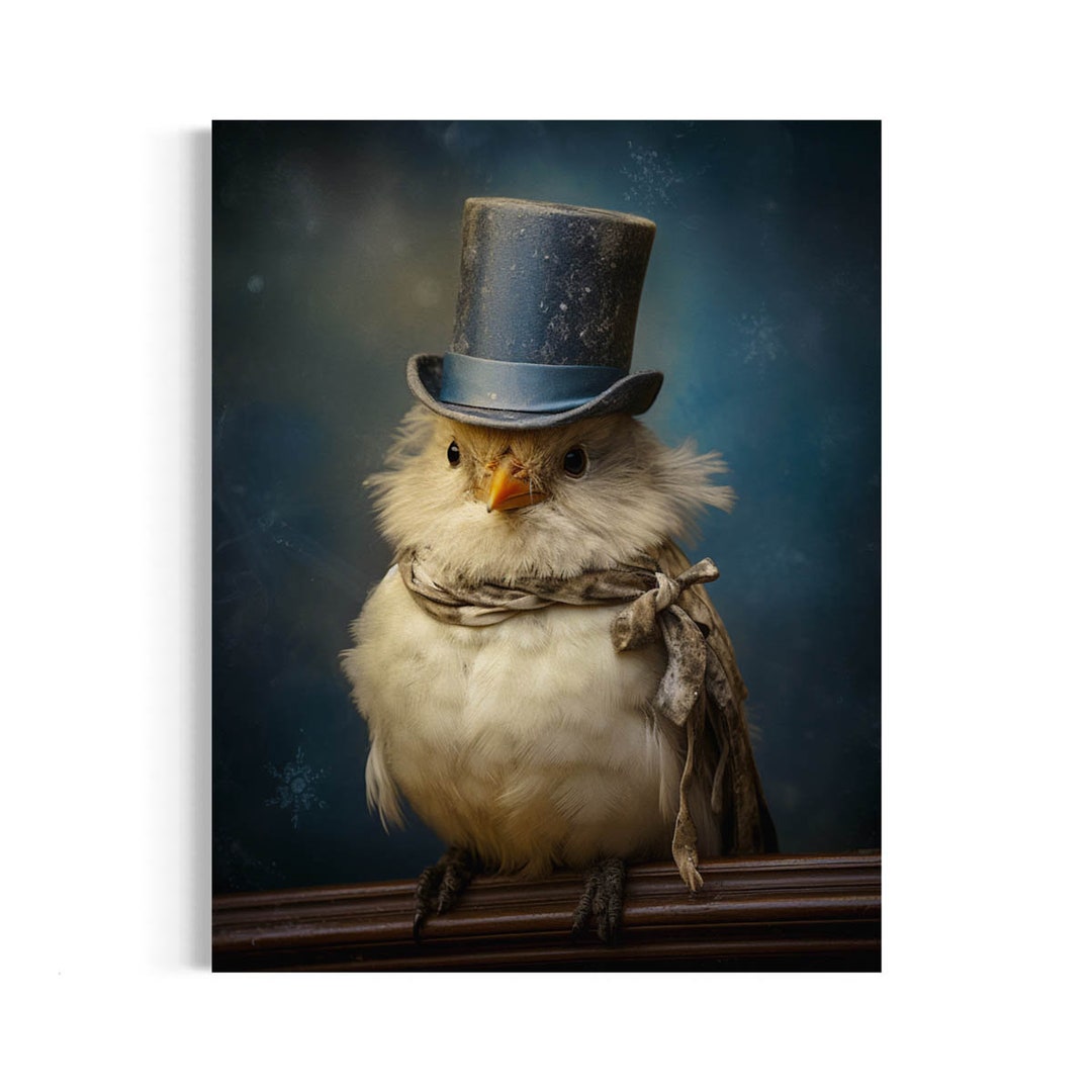 Gentleman Bird Vintage Portrait | Antique Winter Bird Painting, Dark ...