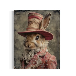 Victorian Rabbit Painting, Denny Bunny Vintage Portrait, Whimsical ...
