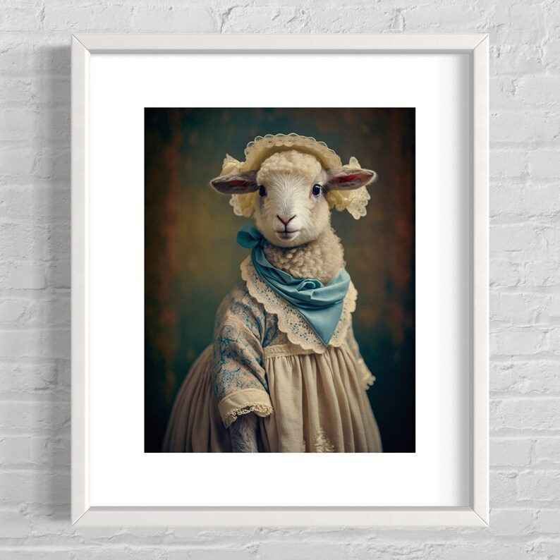 Vintage Sheep Painting | French Shabby Chic Wall Decor, Neutral Tone ...