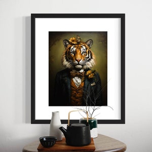 Victorian Tiger Wearing a Butterfly Bow Tie Floral Suit, the Gentleman ...