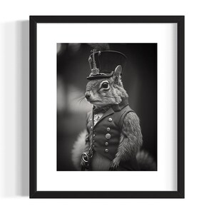 The Vintage Conductor Squirrel Portrait, Victorian Squirrel Painting ...