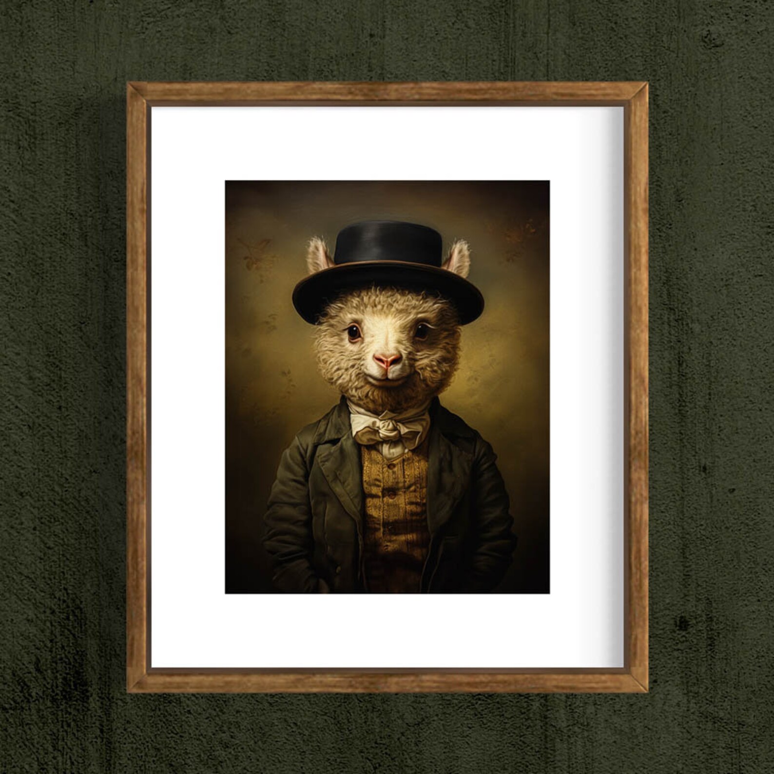 Gentleman Lamb Antique Portrait Wall Art, Sheep Artwork, Farm Animal ...