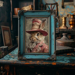 Victorian Rabbit Painting, Denny Bunny Vintage Portrait, Whimsical ...