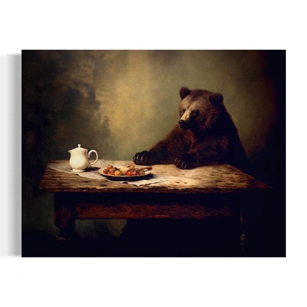 Antique Bear Wall Decor, Vintage Kitchen Still Life Oil Painting ...