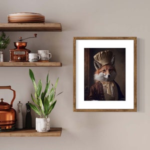 Vintage Fox Chef Painting Antique Fox Dutch Oil Painting - Etsy