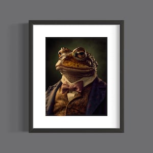 Frog Vintage Portrait Print | Victorian Frog in A Bow Tie Painting ...