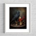 Black Raven Still Life Painting Crow Perched With Florals - Etsy