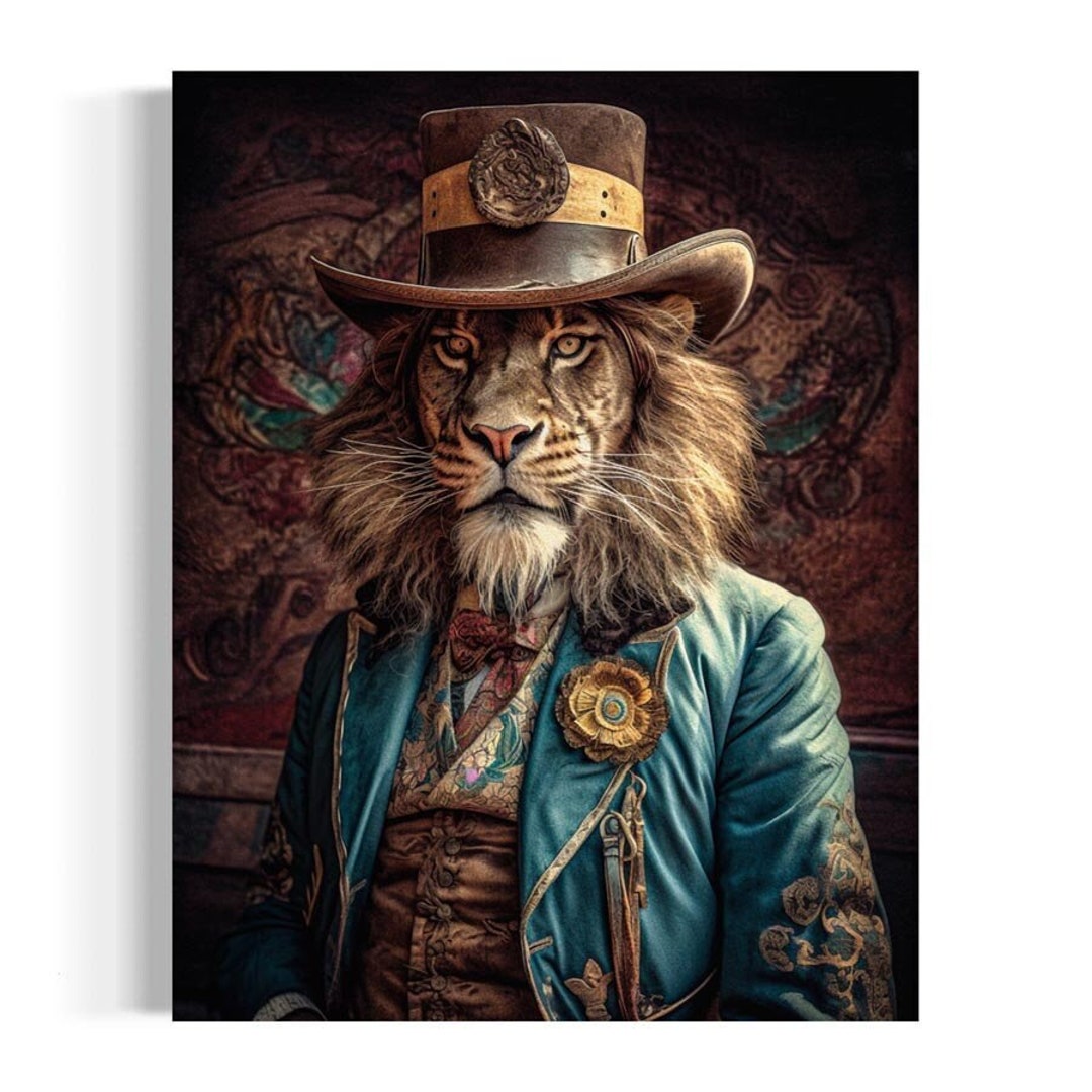 The Gentleman Lion Royal Portrait Victorian Lion Wearing a Top Hat ...