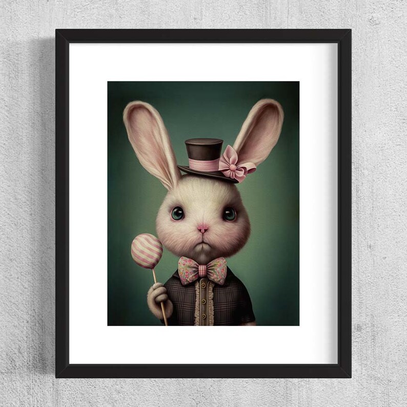Pink Candy Rabbit Pop Surrealist Oil Painting Easter Bunny - Etsy