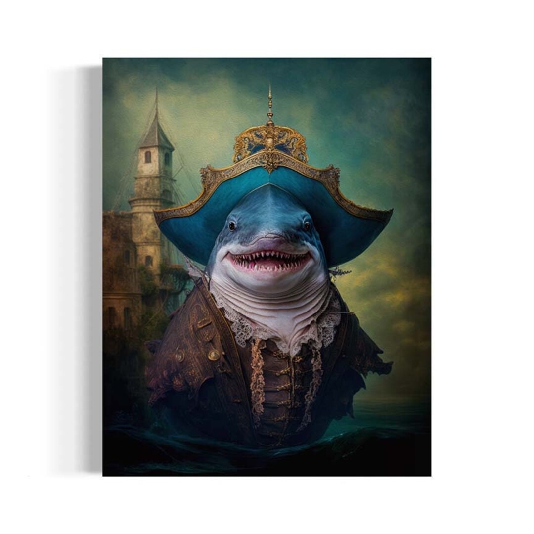 Renaissance Man Shark Oil Painting Shark Wall Art Shark - Etsy