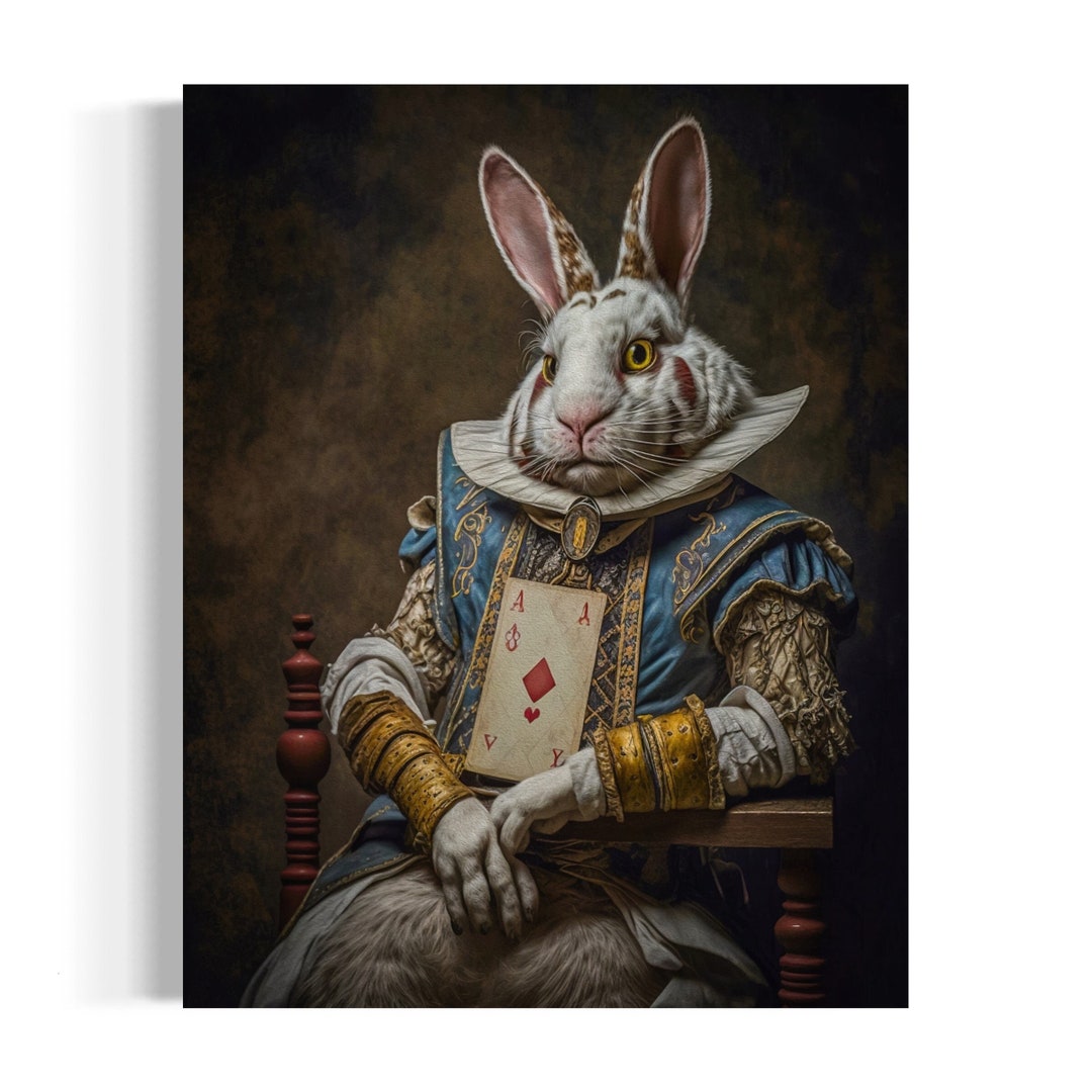 White Rabbit Victorian Portrait | Vintage Fairytale Painting, Alice in ...