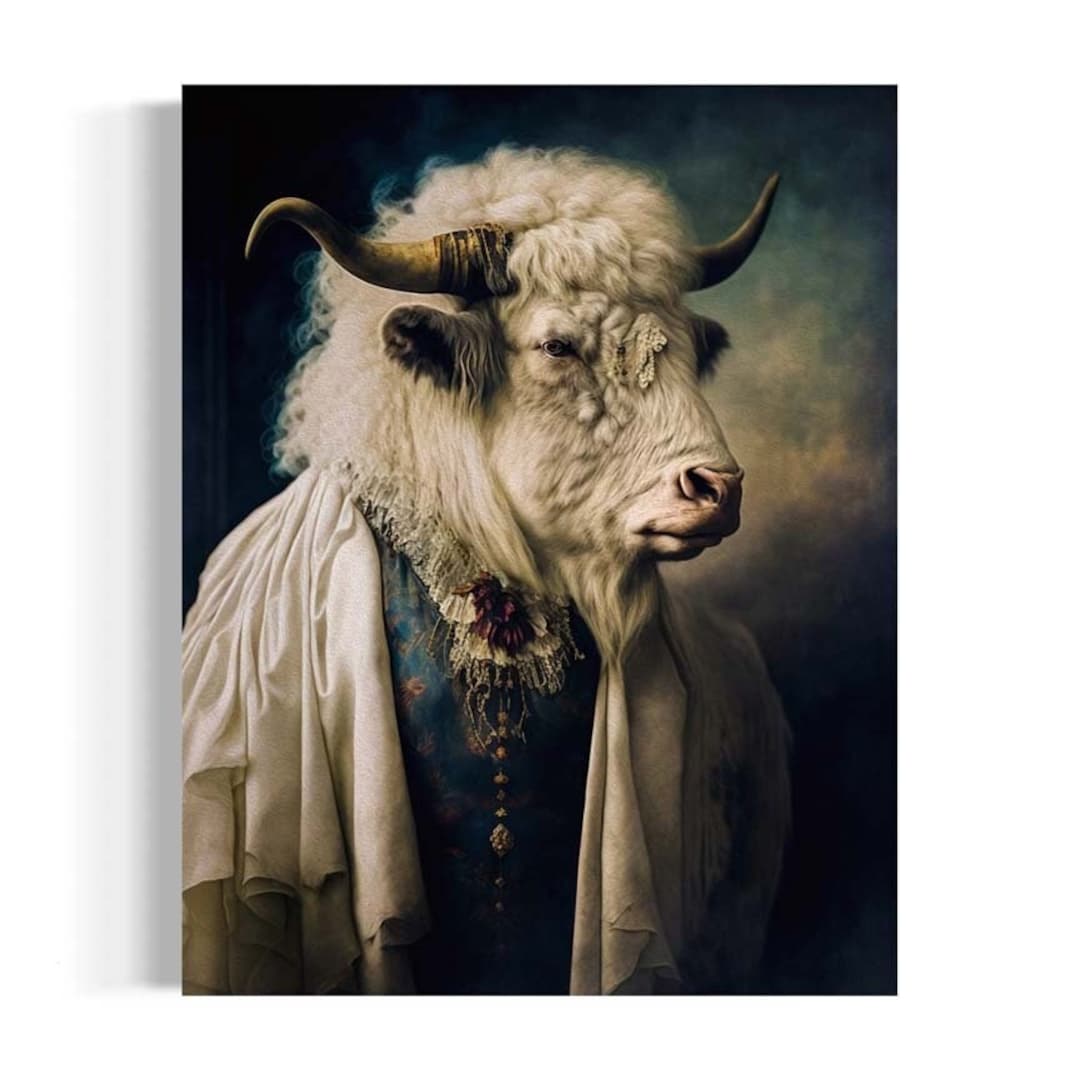 White Buffalo Painting | Buffalo Wall Art, Bison Art, Dark Academia ...